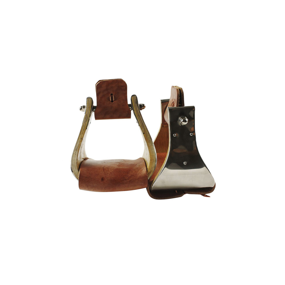 Étriers western en bois 5 pouces avec repose-pied métal